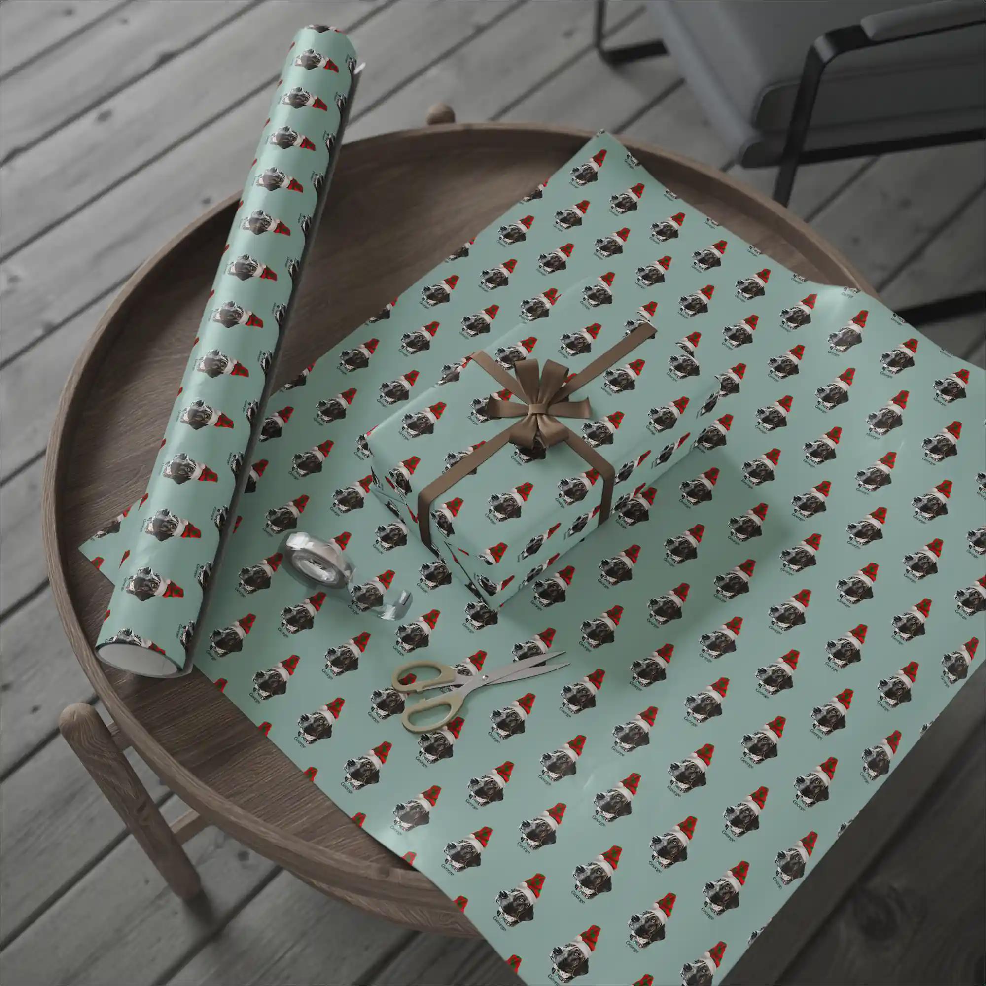 Custom Wrapping Paper Using Pet Photo Personalized Dog Christmas ...
