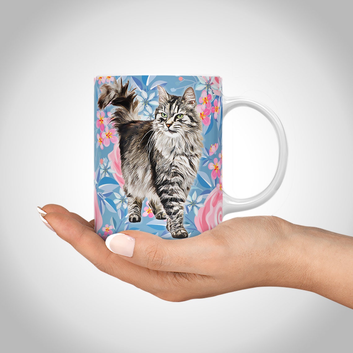Customized Pet Portrait Mug Pet Mug With Floral Backgrounds | Etsy