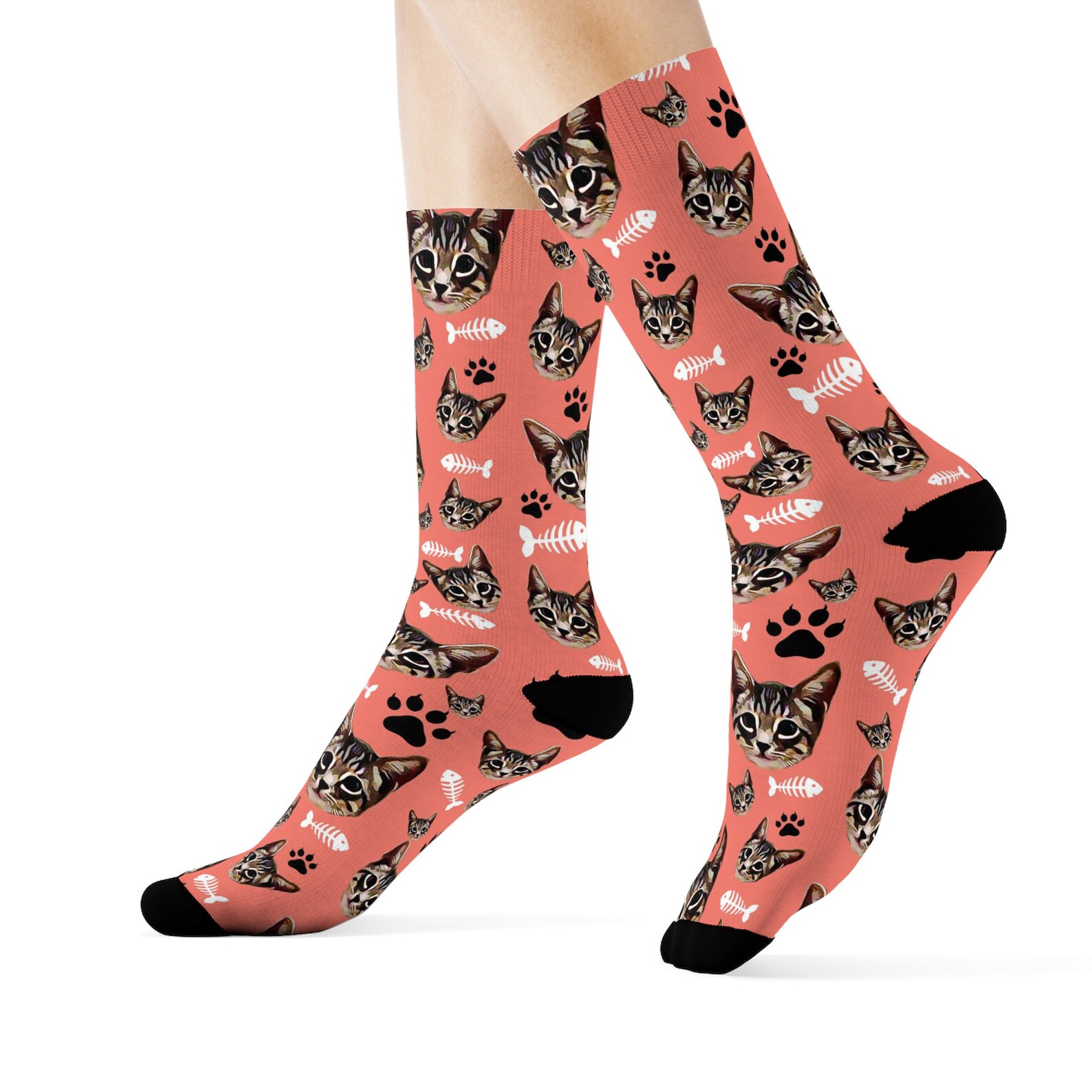 Custom Cat Face Socks, Personalized Cat Socks, Cat Mom Socks, Custom ...