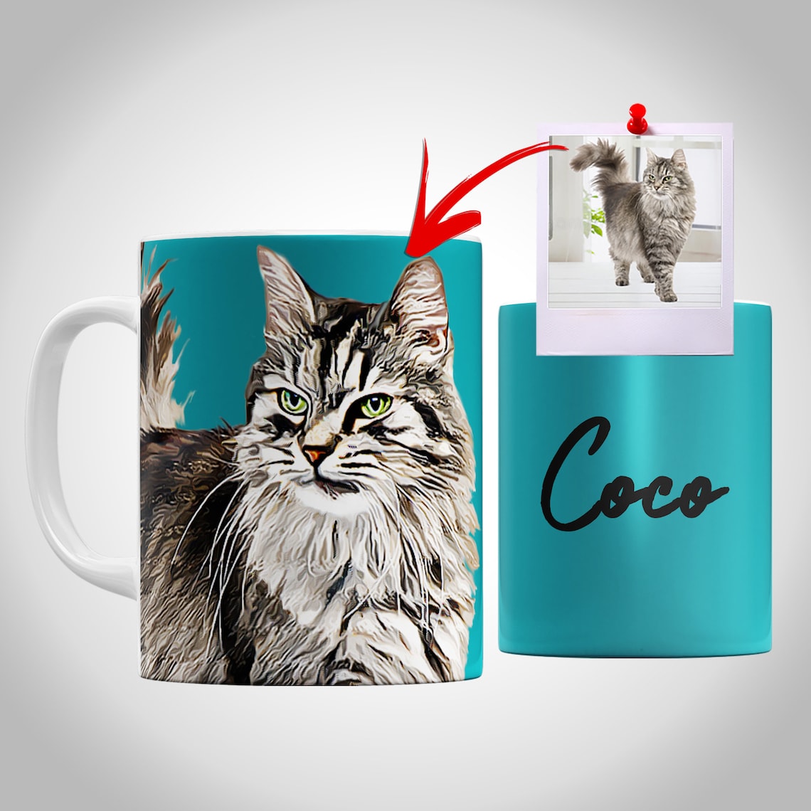 Custom Cat Mug Cat Portrait Mug Customized Pet Mug Cat Mom | Etsy
