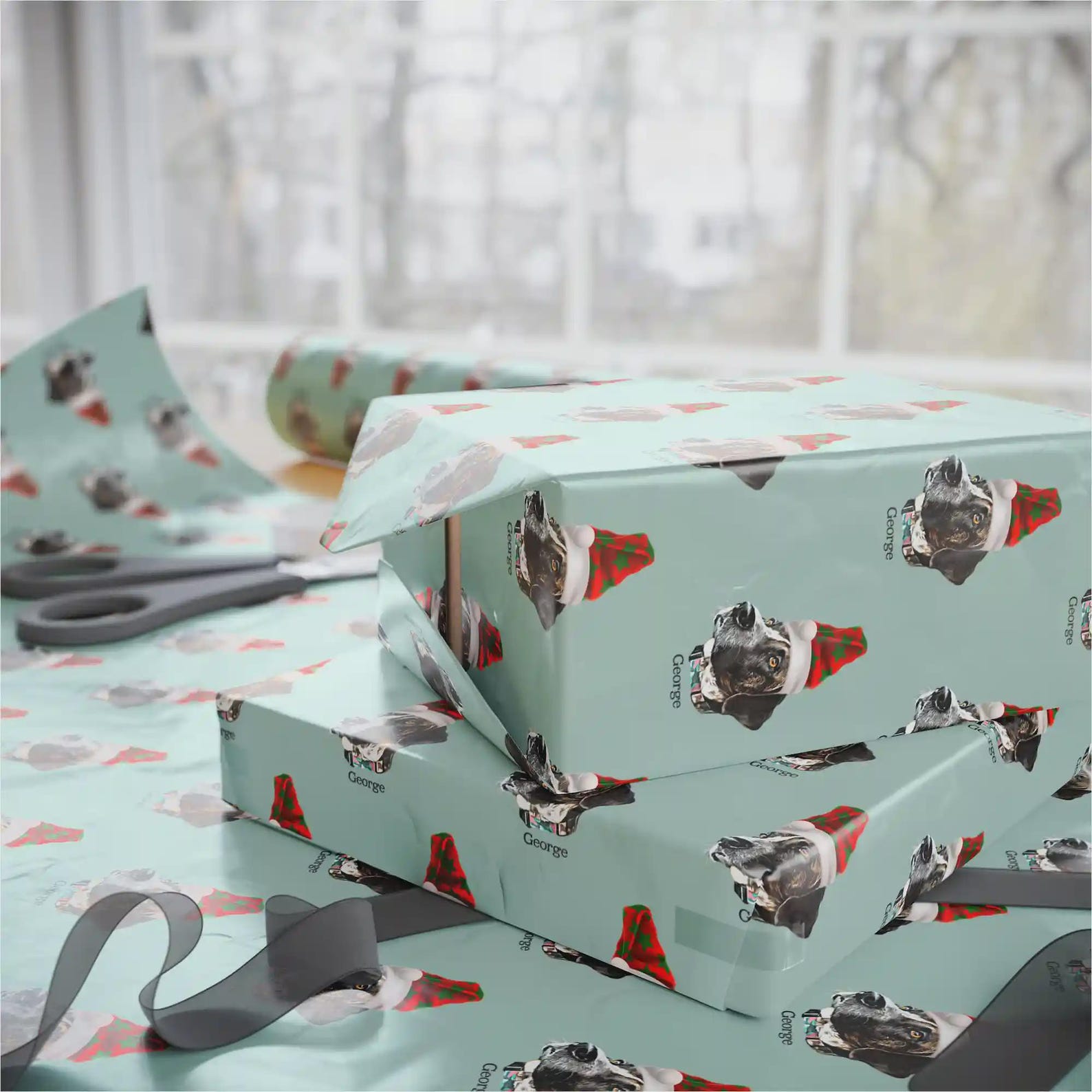 Custom Wrapping Paper Using Pet Photo Personalized Dog Christmas ...