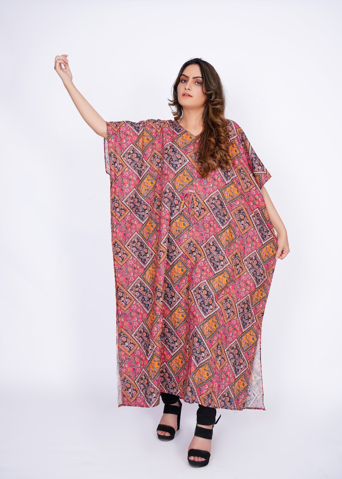 Printed Cotton Caftan for Woman All Sizes Long Short With or Without ...