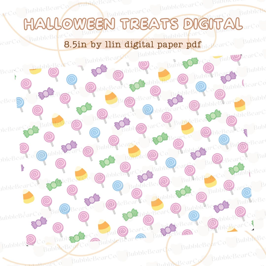 Sweet Treats Halloween Candy Digital Paper for Any Planner or Journal ...