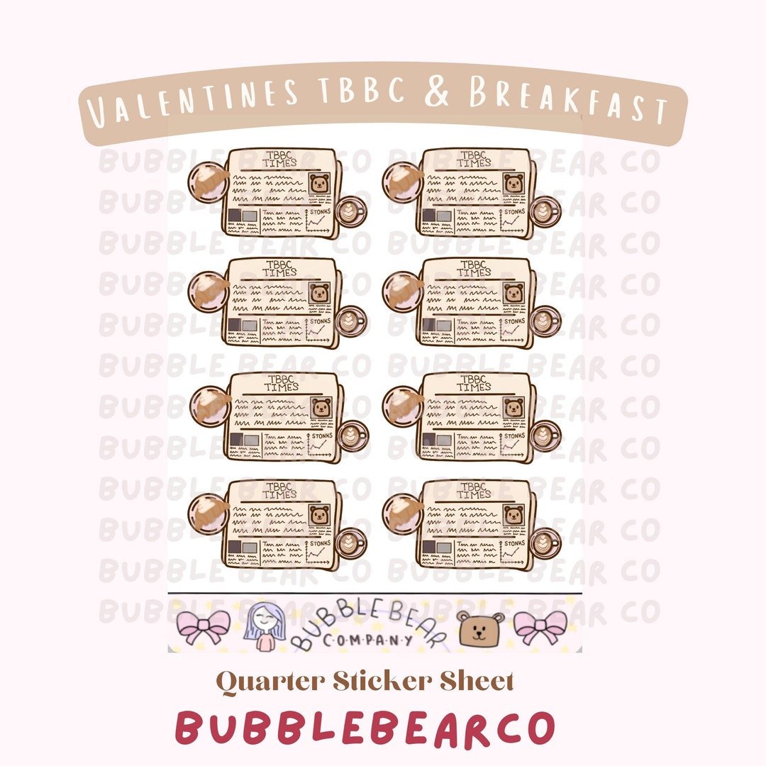 Newspaper Doodle Stickers (1.5" Wide) / Cute Bear Character Flatlay ...