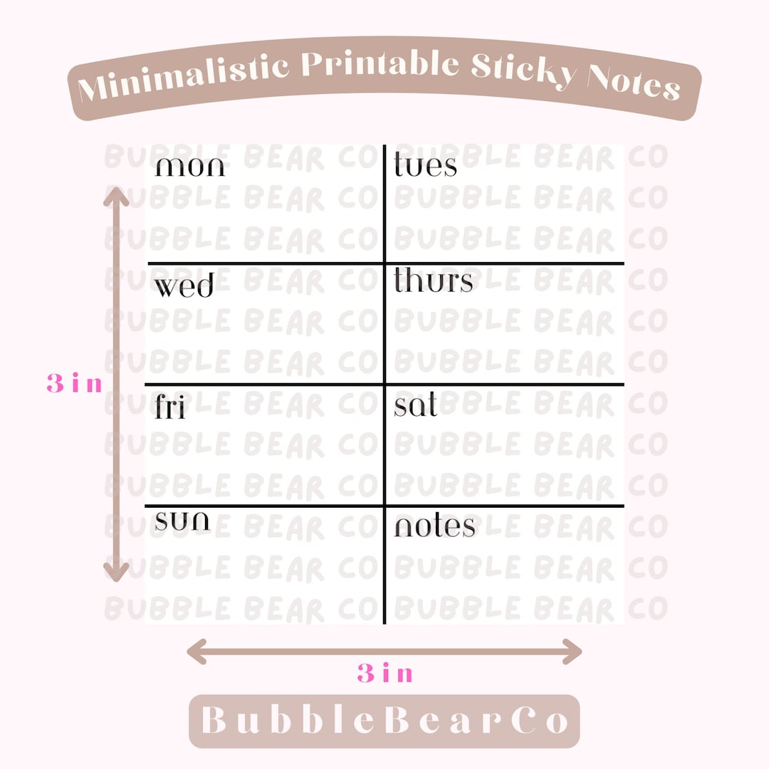 Minimalistic Printable Sticky Notes / Minimal Digital Planner ...