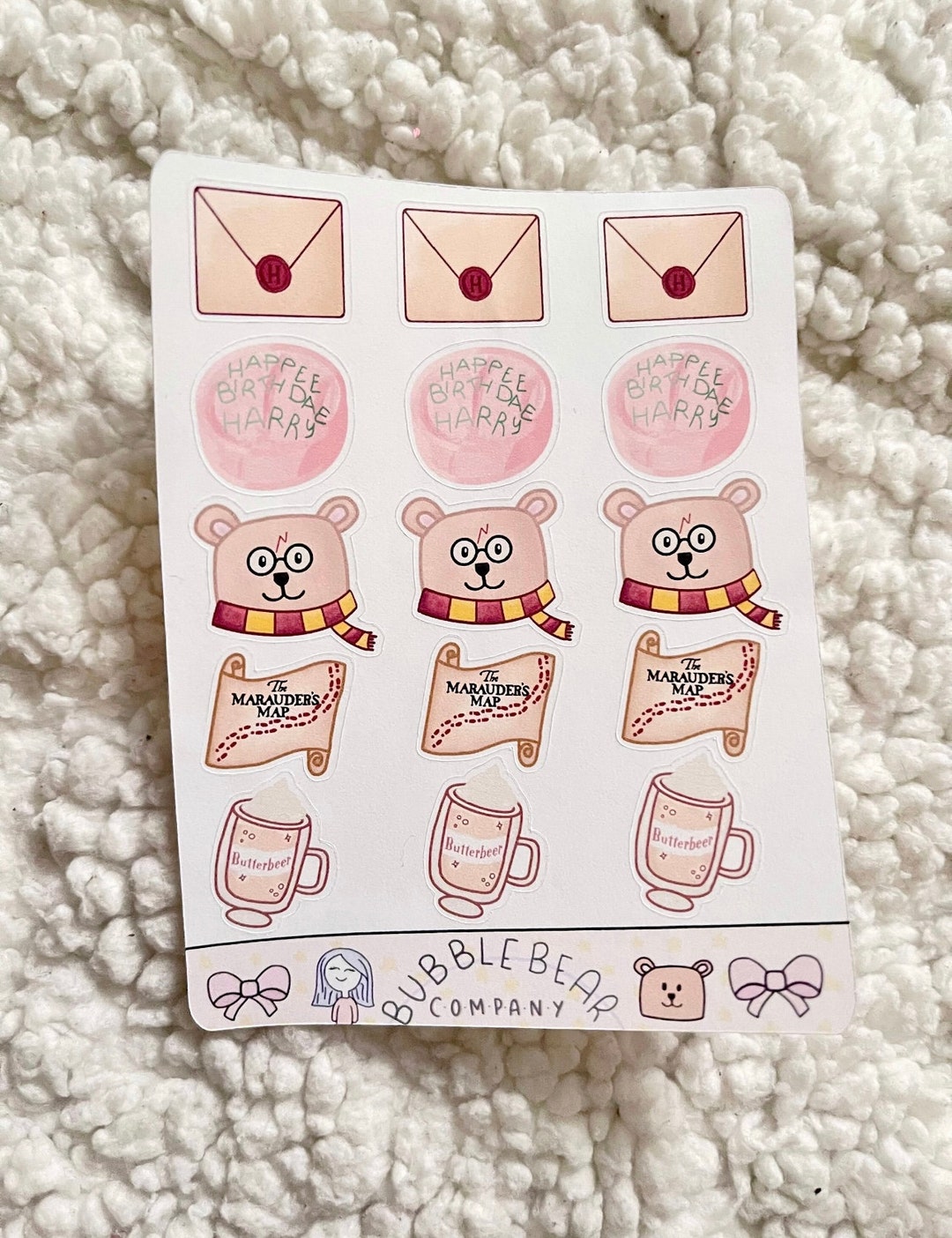 Wizard Stickers / Cute Bear Character / Birthday Wizard Theme / Hand ...