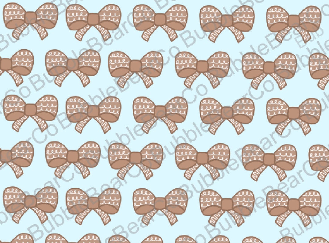 Gingerbows With a Light Blue Background/ Christmas Digital Paper ...