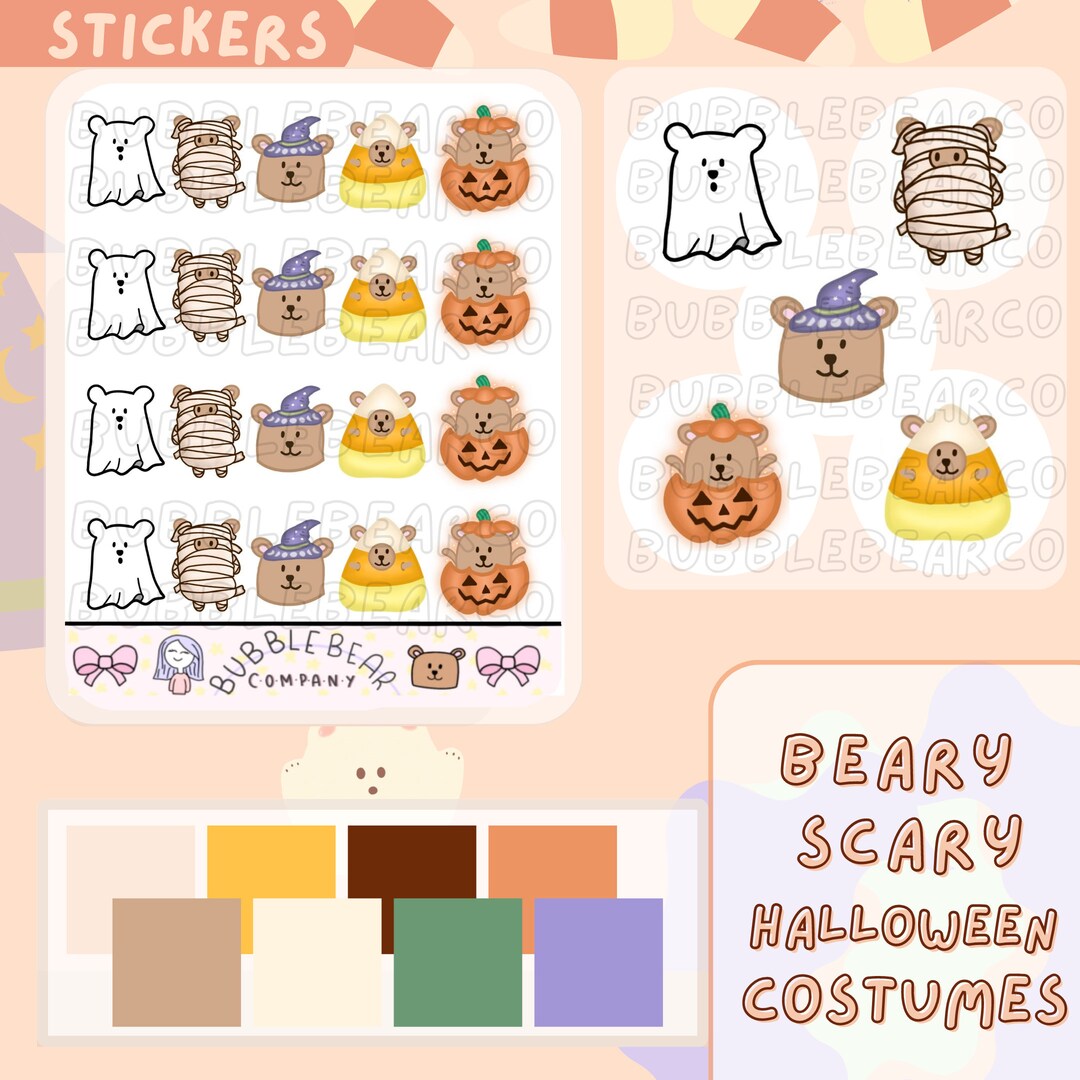 Beary Scary Halloween Costumes Stickers / Bubble Bear Halloween ...
