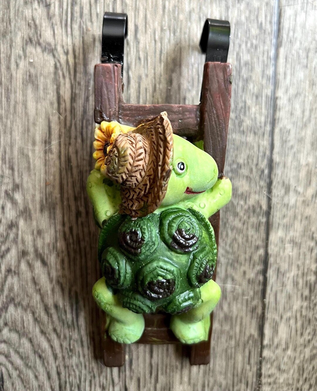 Whimsical Resin Turtle on Ladder Flower Pot Plant Hugger. It Measures 2 ...