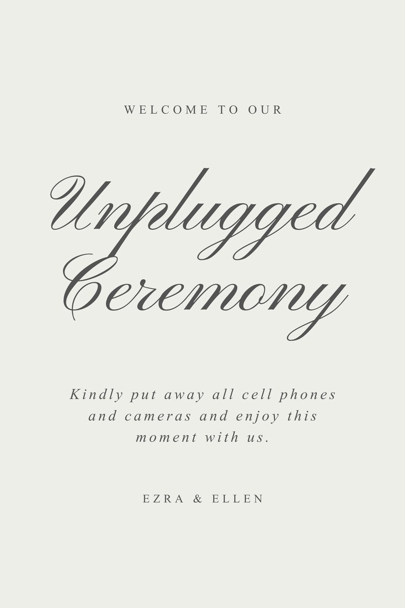 Unplugged Ceremony Wedding Sign - Etsy