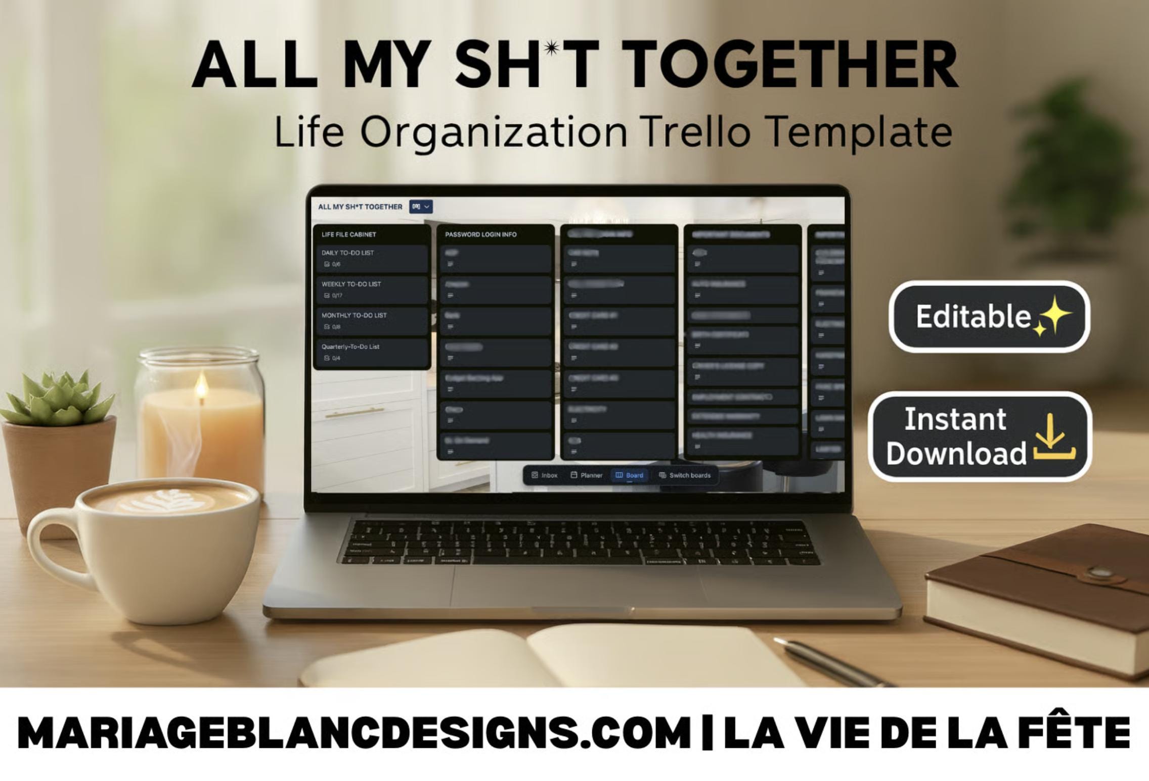 Life Organization Trello Template: Personal Management Board (digital ...