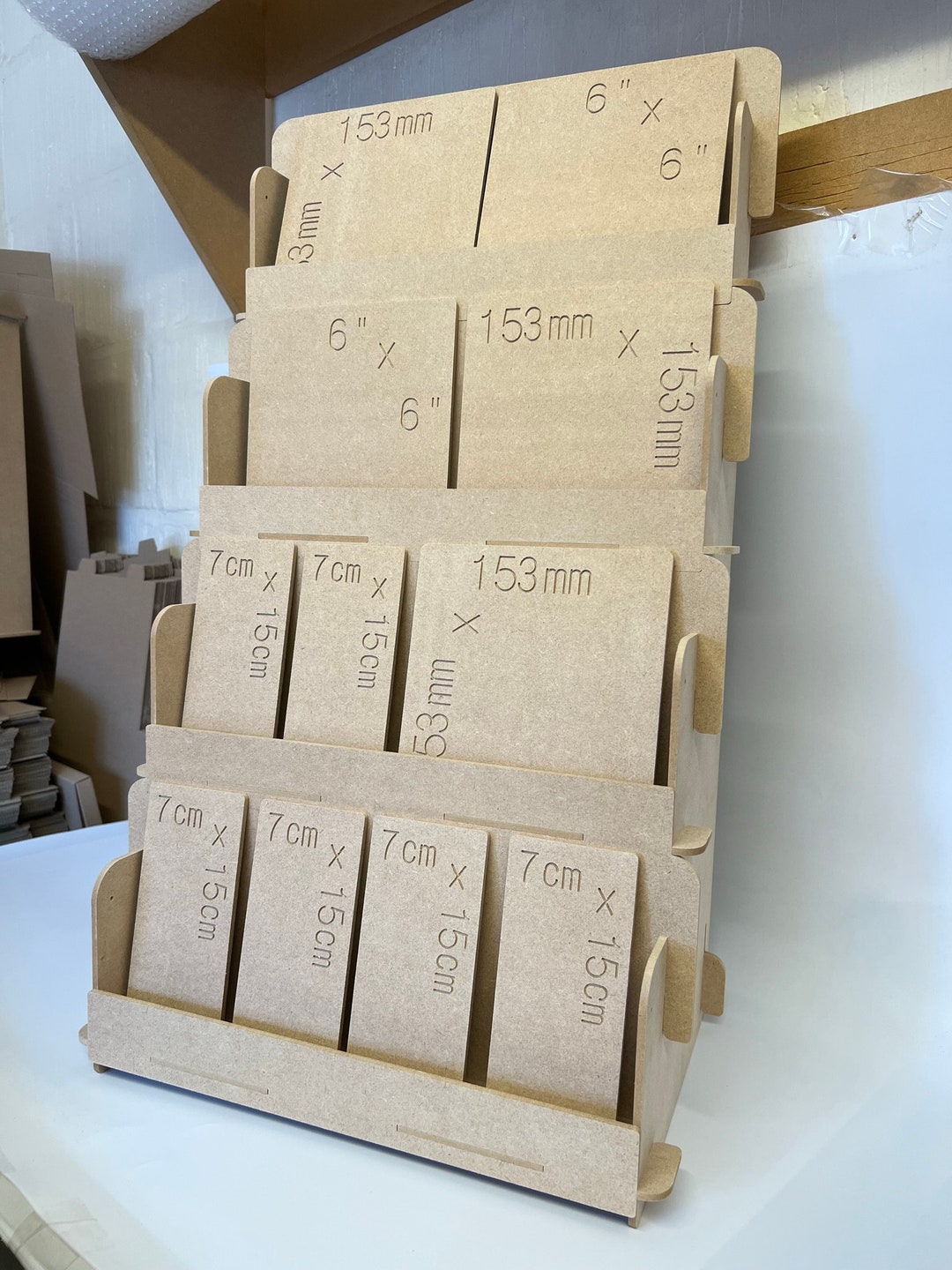 6" X 6" Card Collapsible Display Stand - WAX MELT Tiered Wooden Craft FAIR Point of Sale Retail ...