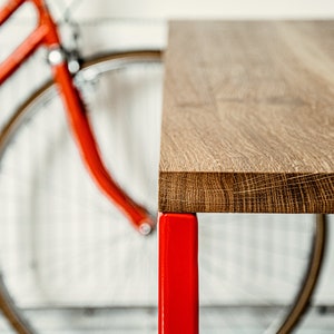 Industrial Red Office Desk. Oak Wood and Steel. Reclaimed Study Desk ...