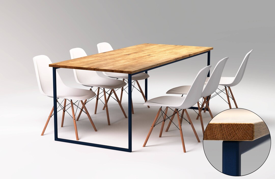 Dark Blue Dining Table BASIC BLUE. Handmade Kitchen Table. Solid Oak ...