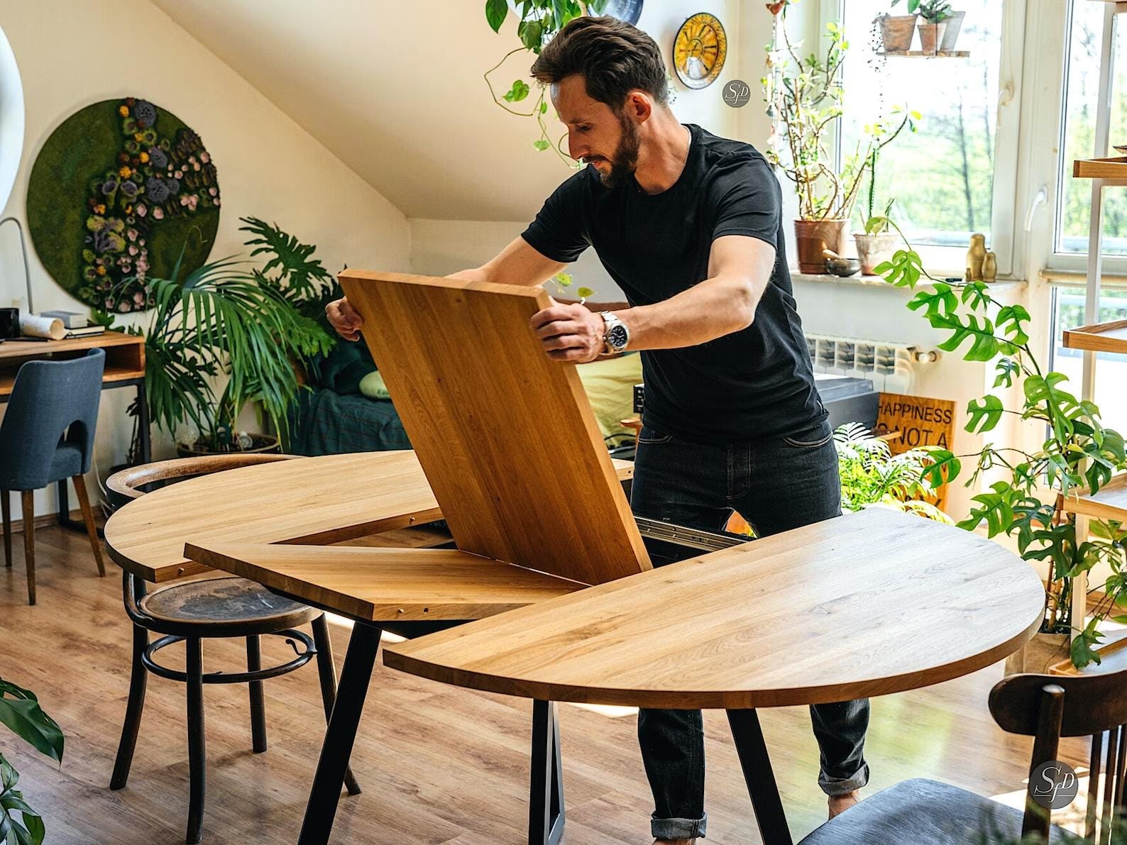 Extendable/non-extendable Round Oak Dining Table, Handcrafted ...