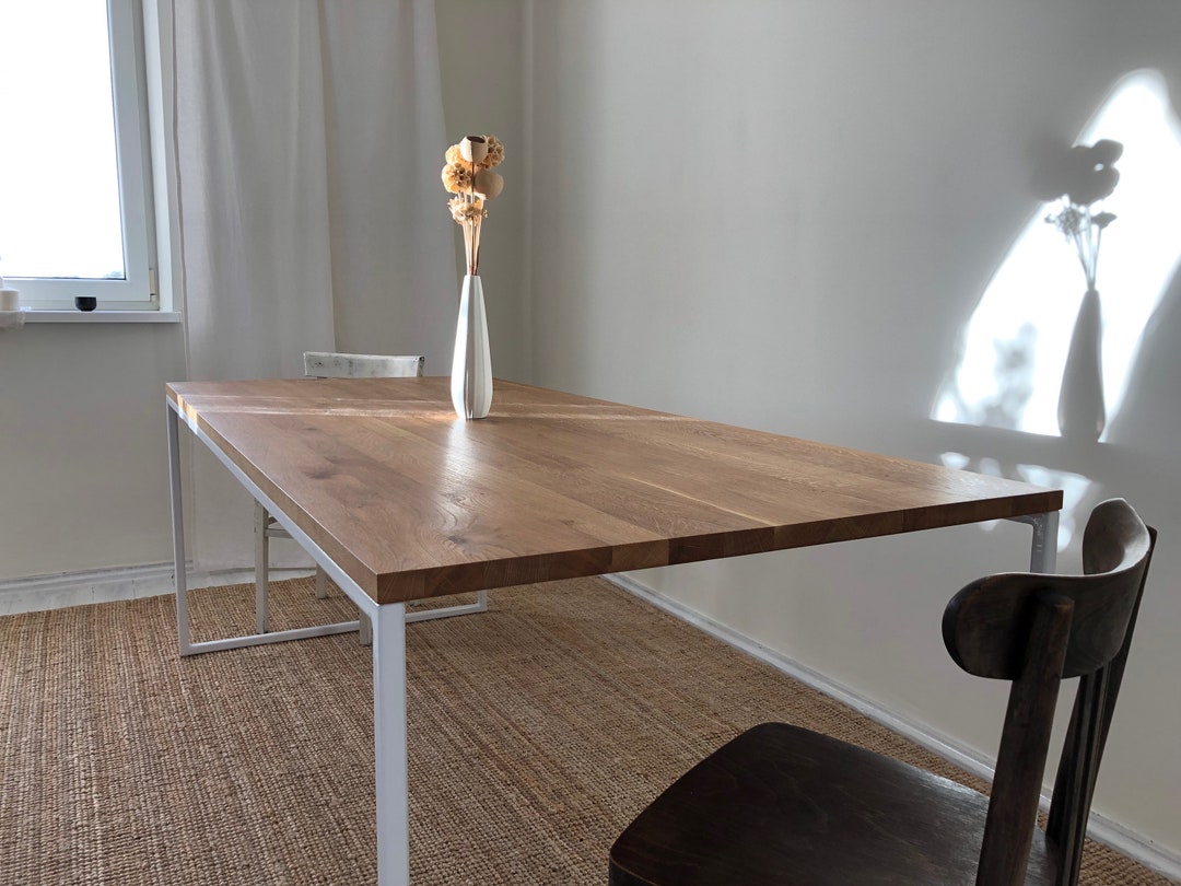Modern Table With Metal Legs and a Wooden Top. Contemporary Minimalist ...
