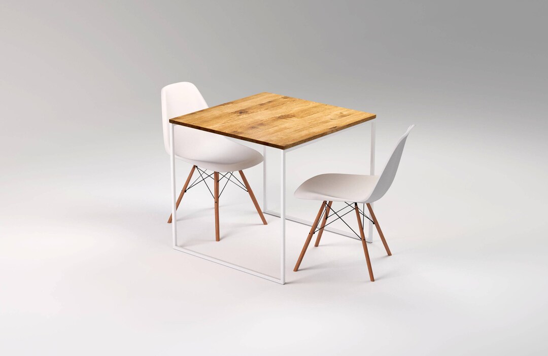 Small Square Dining Table Wood Table Solid Oak Wood Steel - Etsy