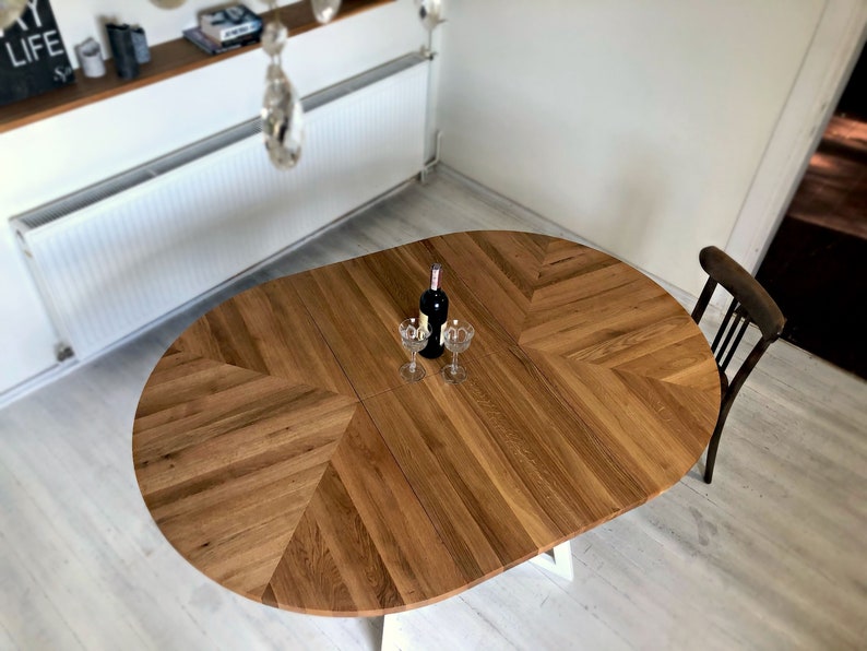 Extendable/nonextendable Round Dining Table. Oak Scandinavian Table ...