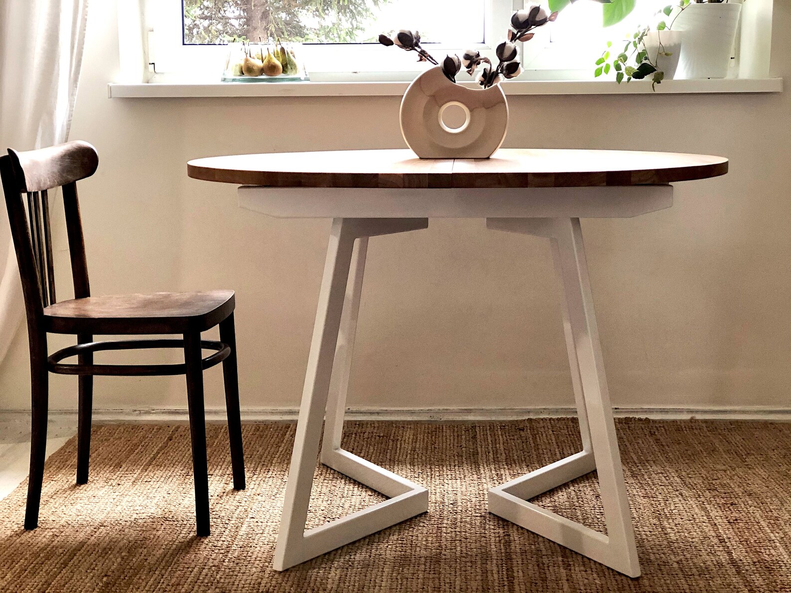Extendable/nonextendable Round Dining Table, Oak Scandinavian Table ...
