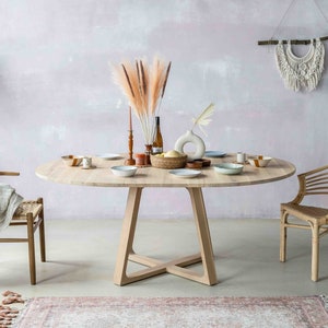 Round Extendable Dining Table SLICE Round Extendable Kitchen Table BOHO ...