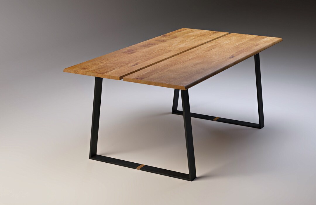 Solid Oak Unique Shape Dining Table SLICE BLACK. up to 8 Seats. Quality ...