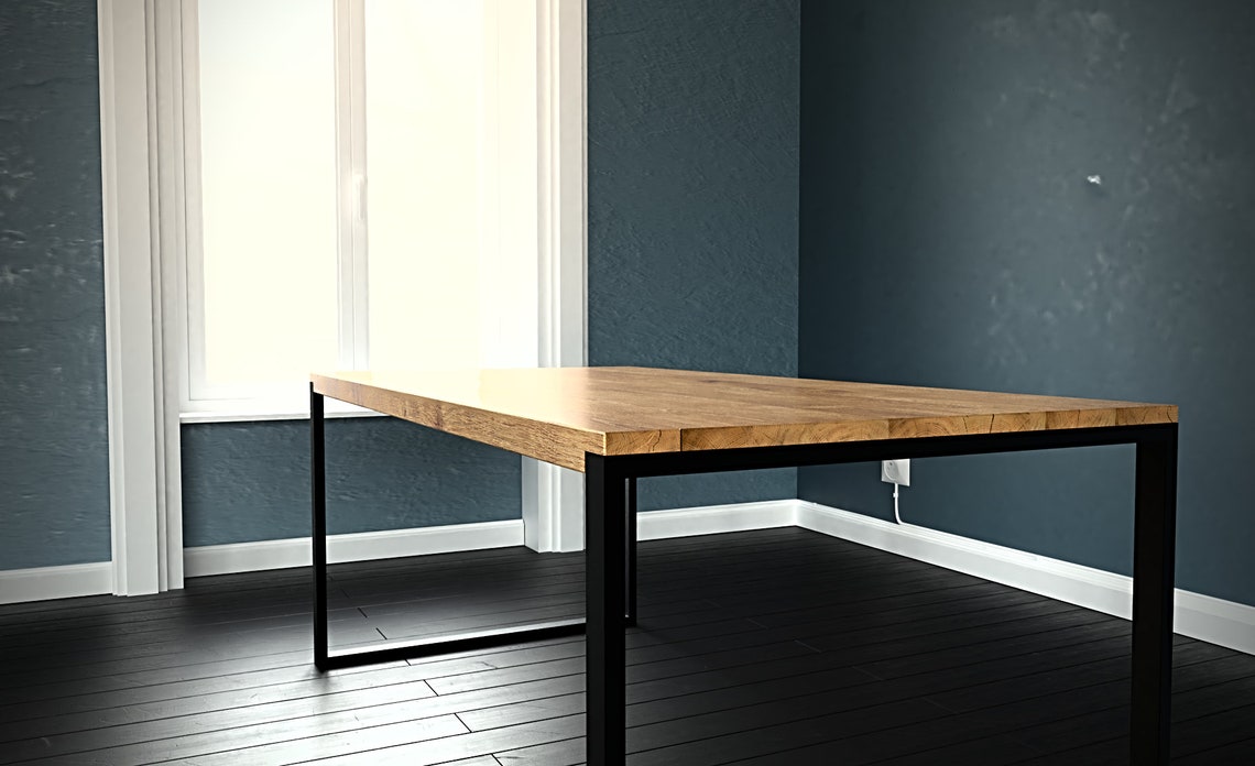 Industrial rectangle table BLACK FOREST 140-200x90x75cm. | Etsy