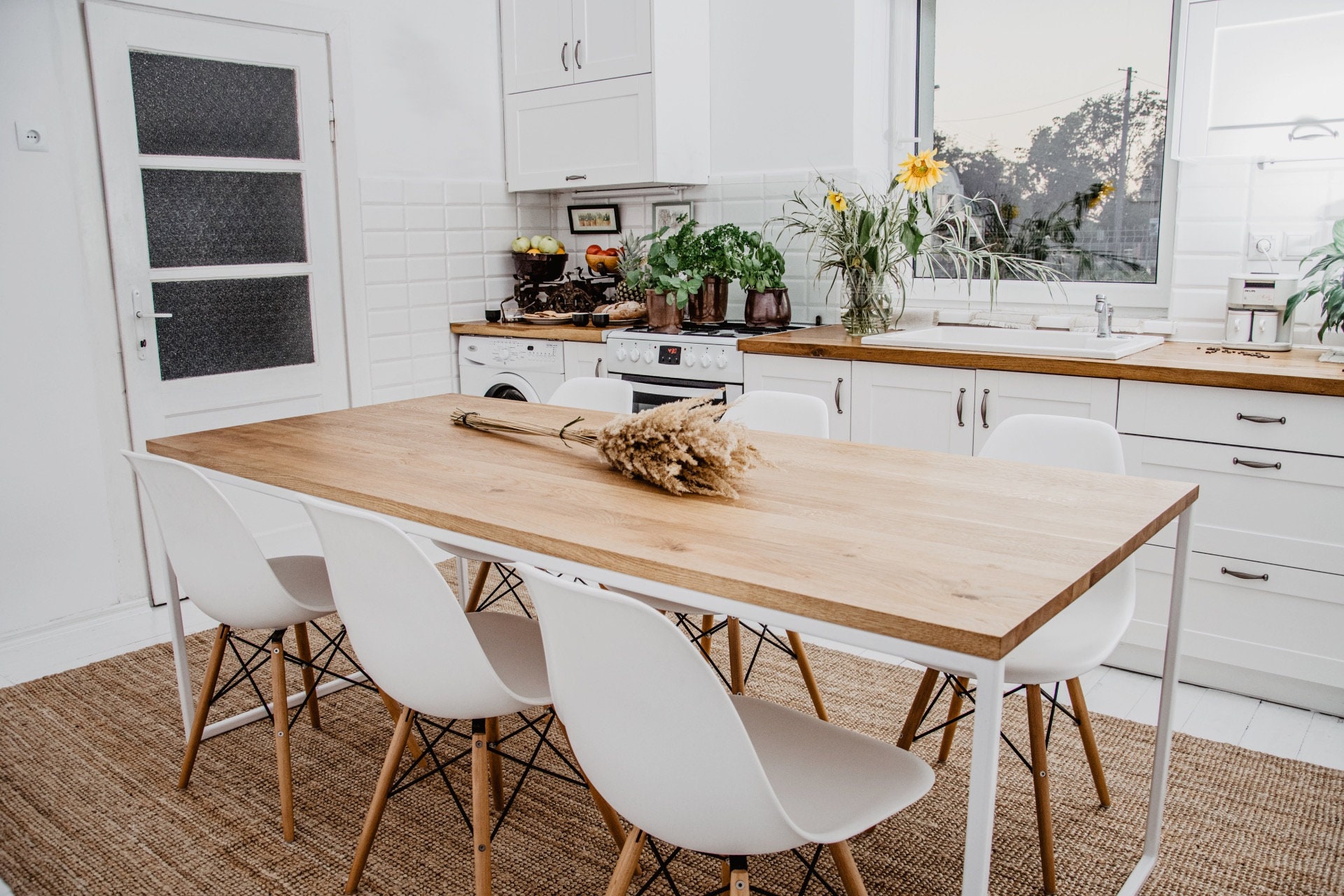 Steel Frame Kitchen Table, Table With White Legs, White Frame Oak Table ...