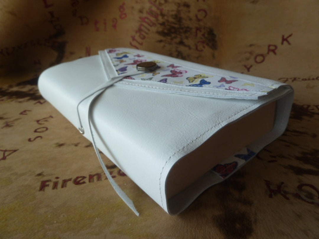 353 Adjustable Book Protector in White Goatskin Leather Customized With ...