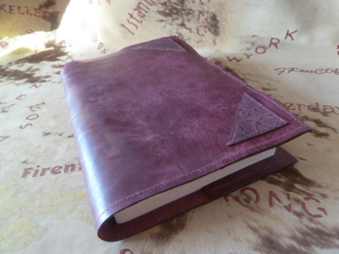 283-simple Book Cover in Burgundy Goatskin Leather, With Printed ...