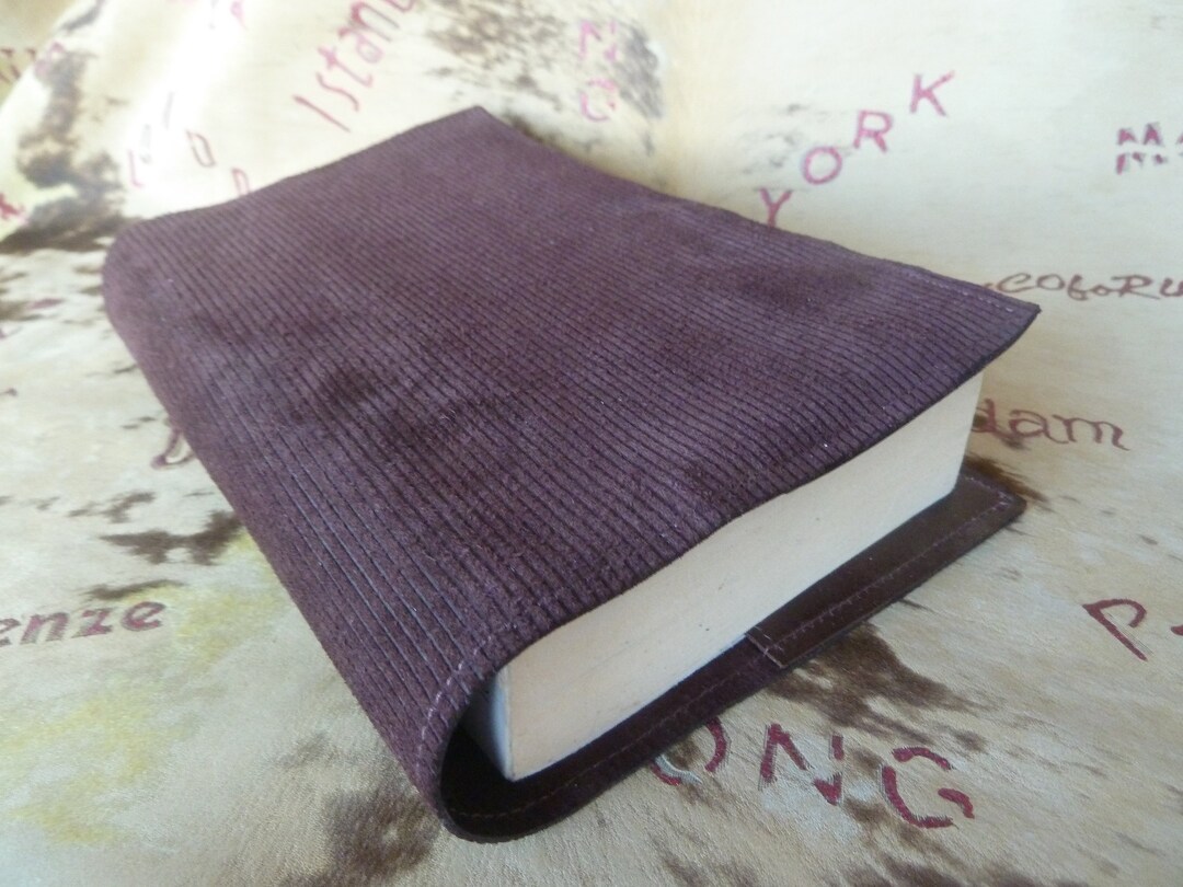 239 Single Book Cover in Dark Brown Cowhide Leather thousand-ray Velvet ...
