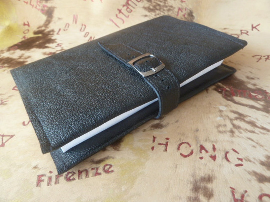 461 Simple Book Cover in Black Grained Goatskin Leather / for All ...