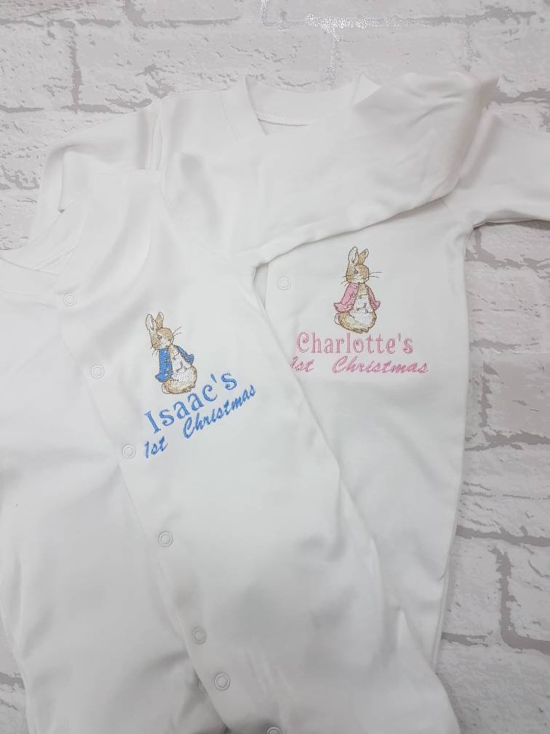 Embroidered Rabbit First Occasion Personalised Sleepsuit Birthday ...