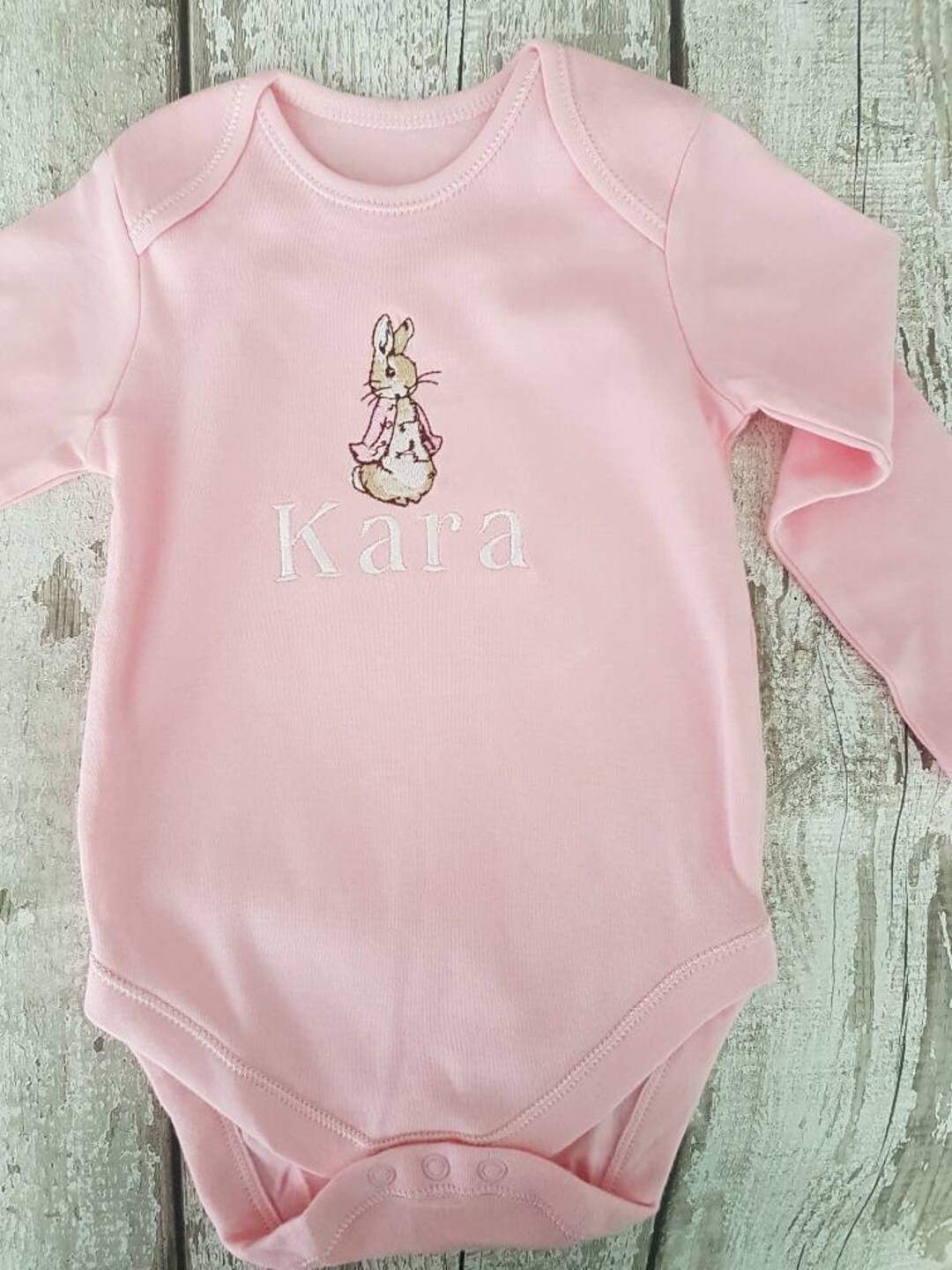 Personalised Baby Body Suit, Embroidered Rabbit Baby Clothes, Long ...