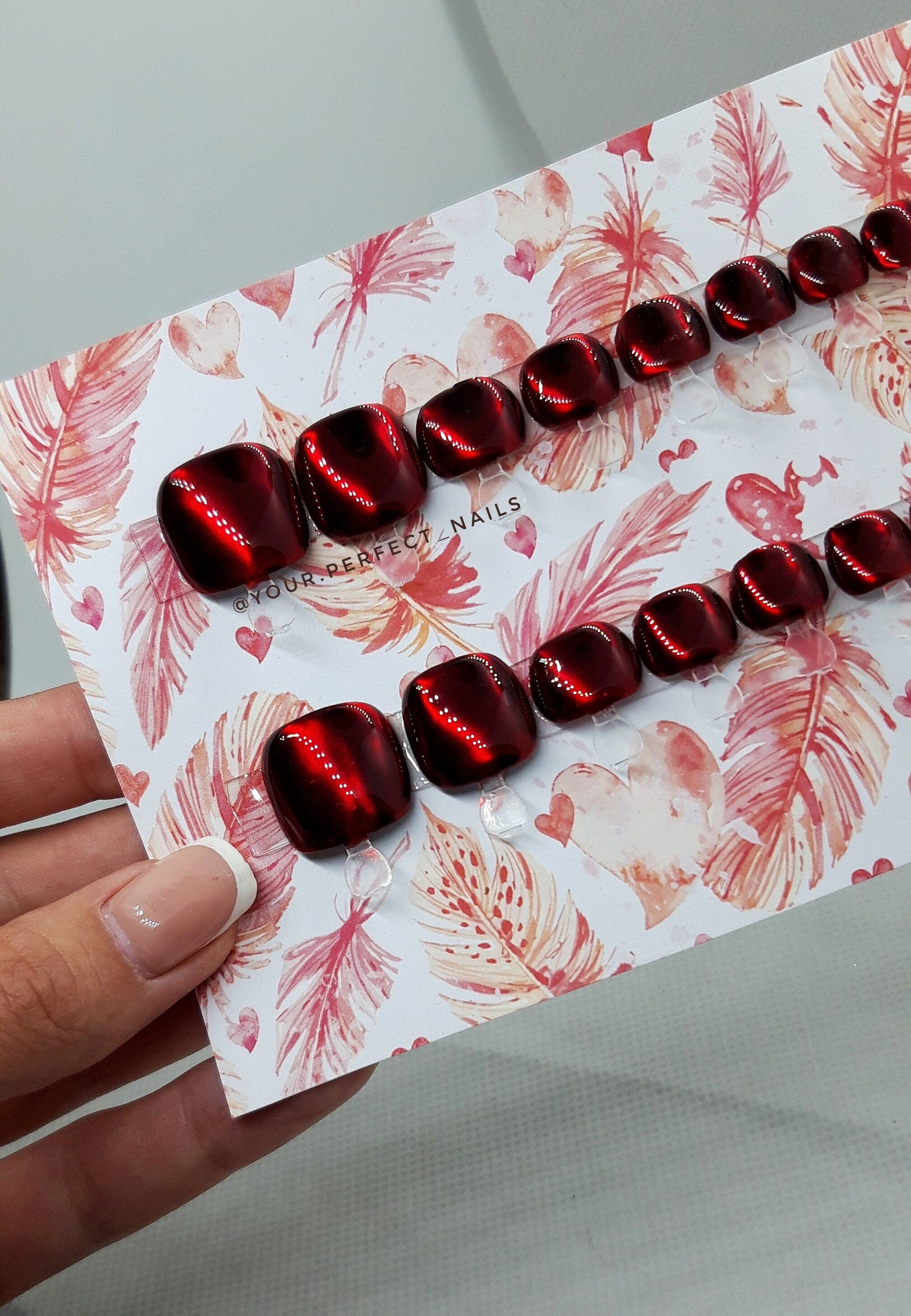 Press on Toe Nails - "red Wine" - READY TO SHIP | Press on Toe | Toe ...