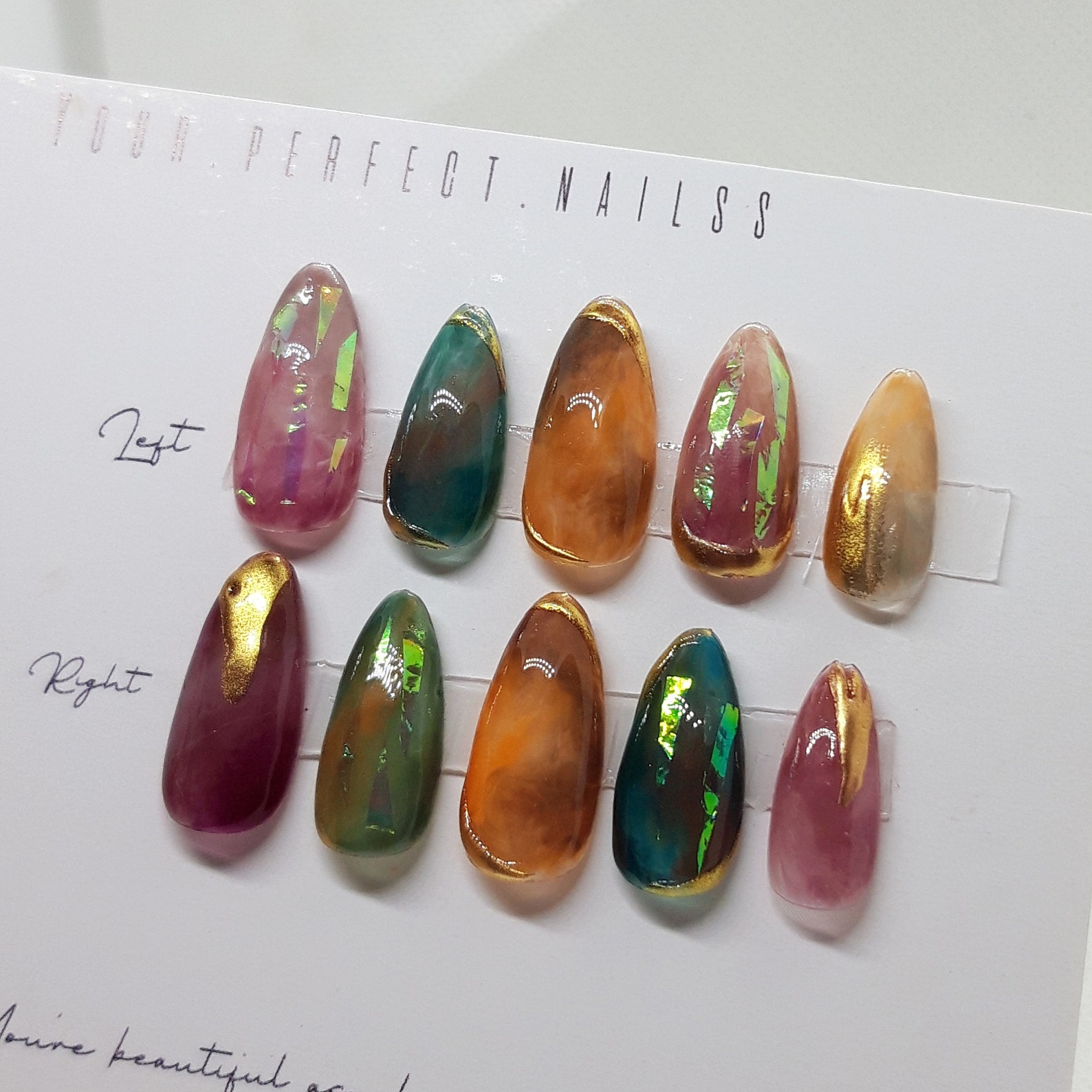 Press on Nails Short stained Glass Window False - Etsy