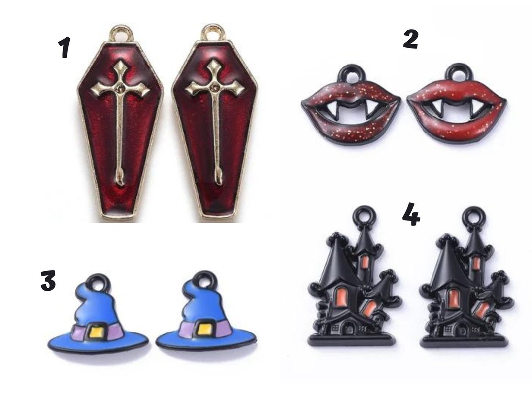 10 Enamel Vampire, Witch Charms, Halloween, Haunted Castle - Etsy