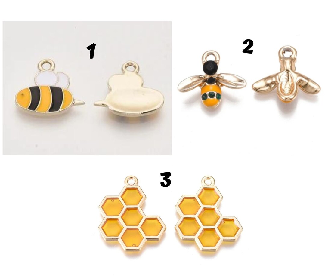 10 Enamel Bee or Honeycomb Charms - Etsy