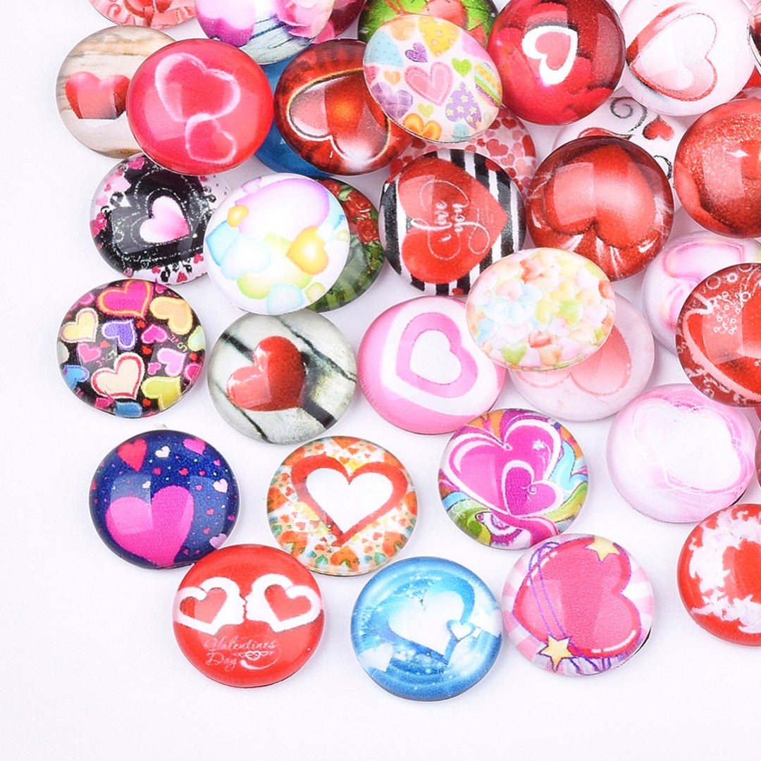 20 Mixed Pairs Heart Glass Photo Cabochon 12mm Round Valentine - Etsy