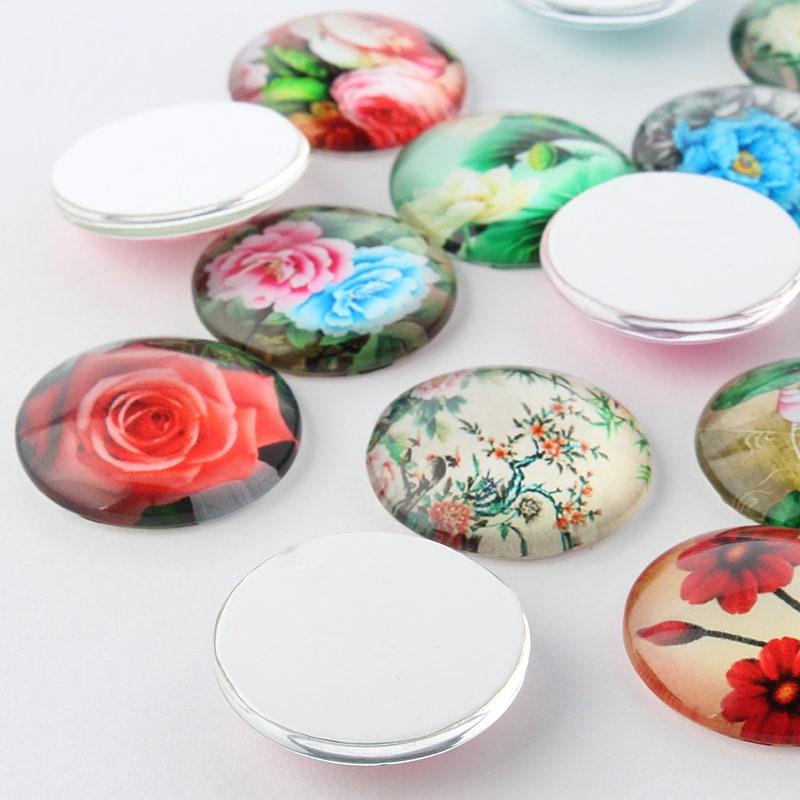 Mixed Pairs Rose Flowers Pattern Glass Photo Cabochon 12mm - Etsy