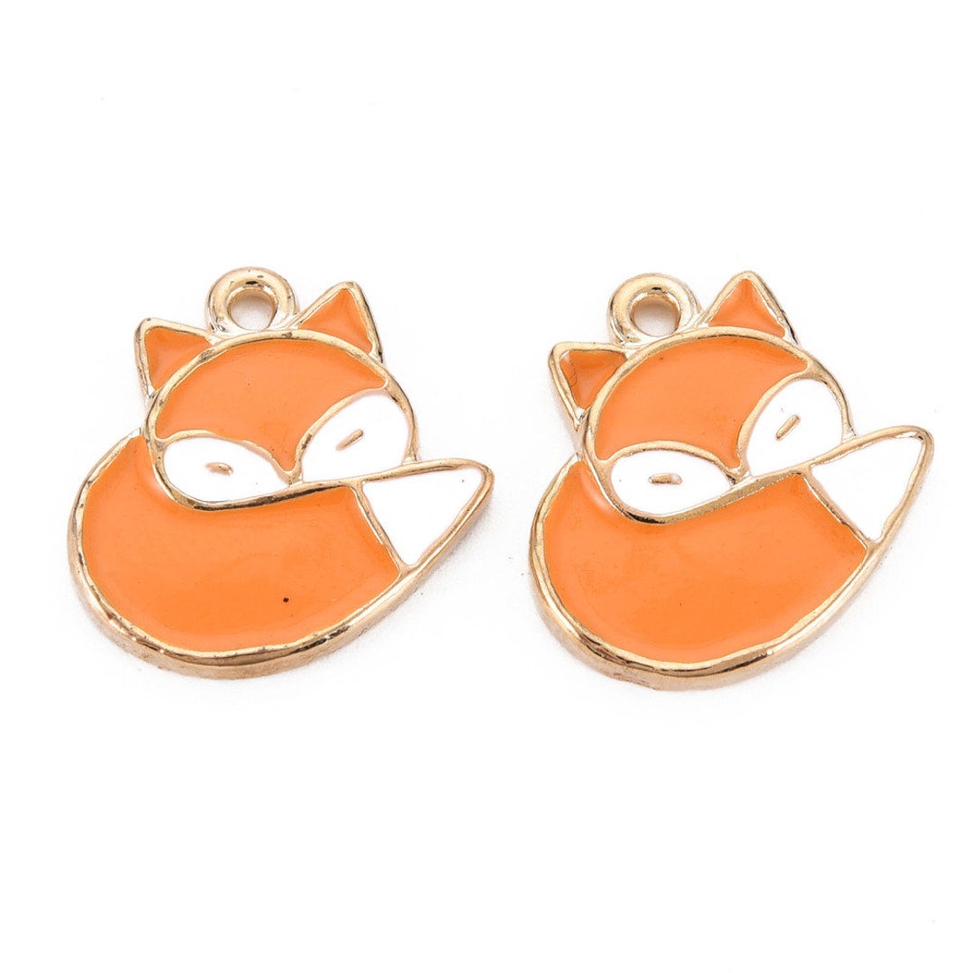 10 Enamel Fox Charms 18mm - Etsy