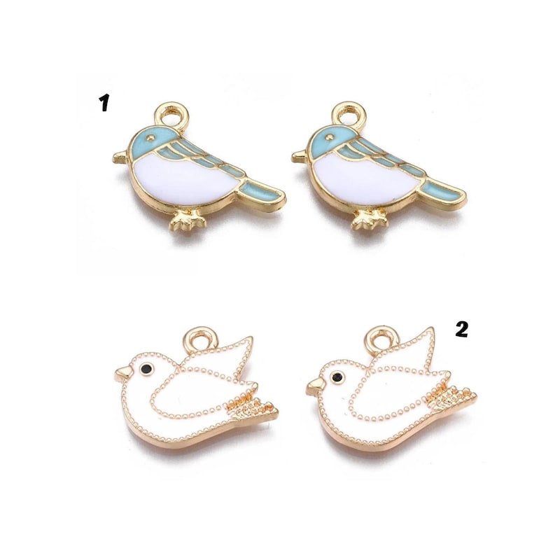 Silver Enamel Dove Charms - Etsy