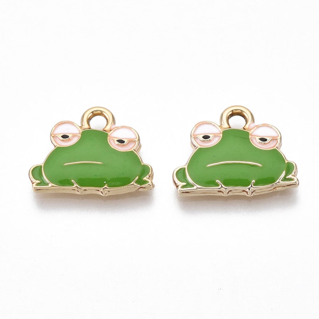 20 Enamel Frog Charms 12x15mm - Etsy