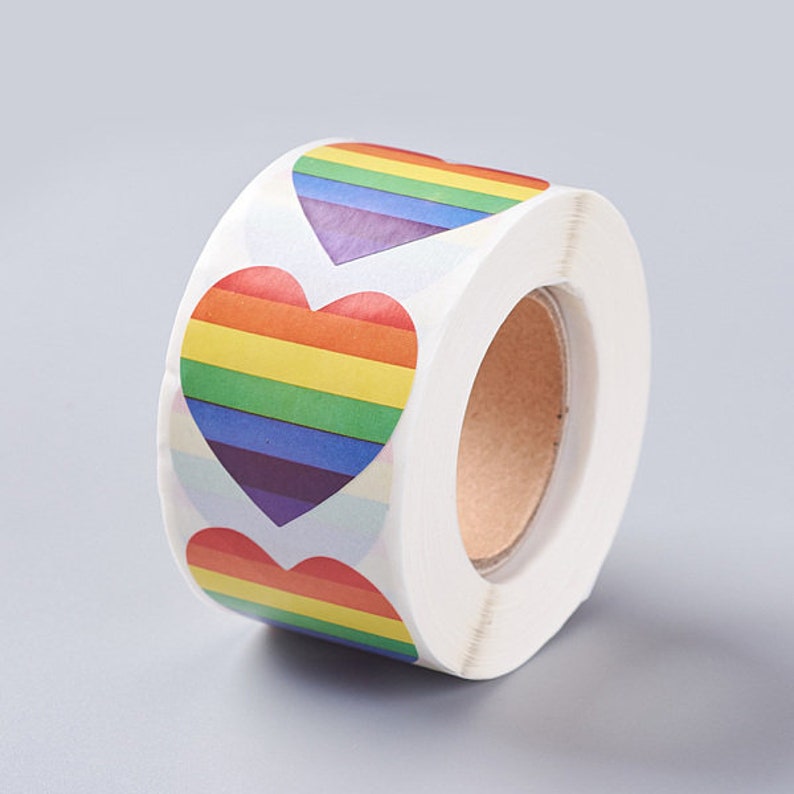 Rainbow Heart Stickers 38mm 500 Pcs - Etsy