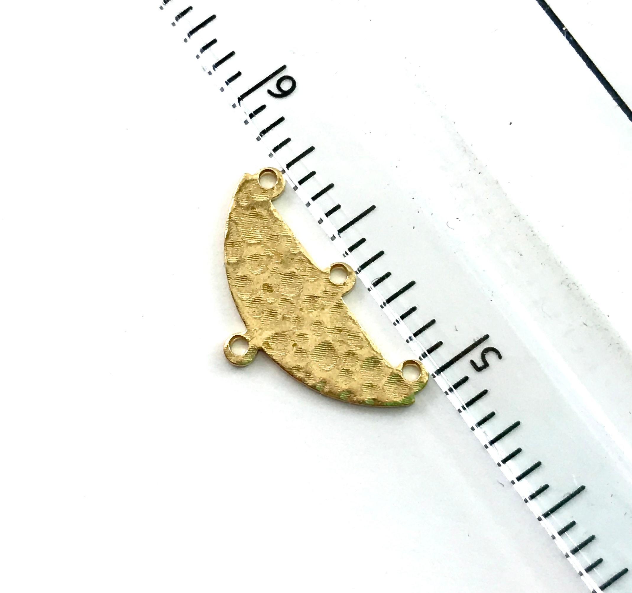 10 Brass Hammered Half Circle Connector Charm 21x11mm 4 Holes | Etsy