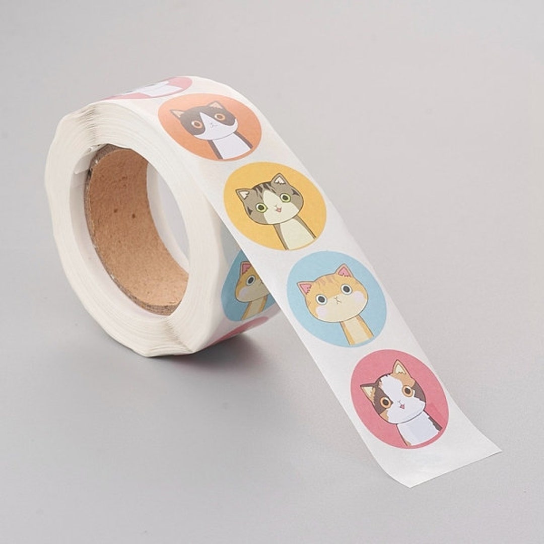 Cat Stickers, Adhesive Labels, 25mm Round, 500 Pcs - Etsy