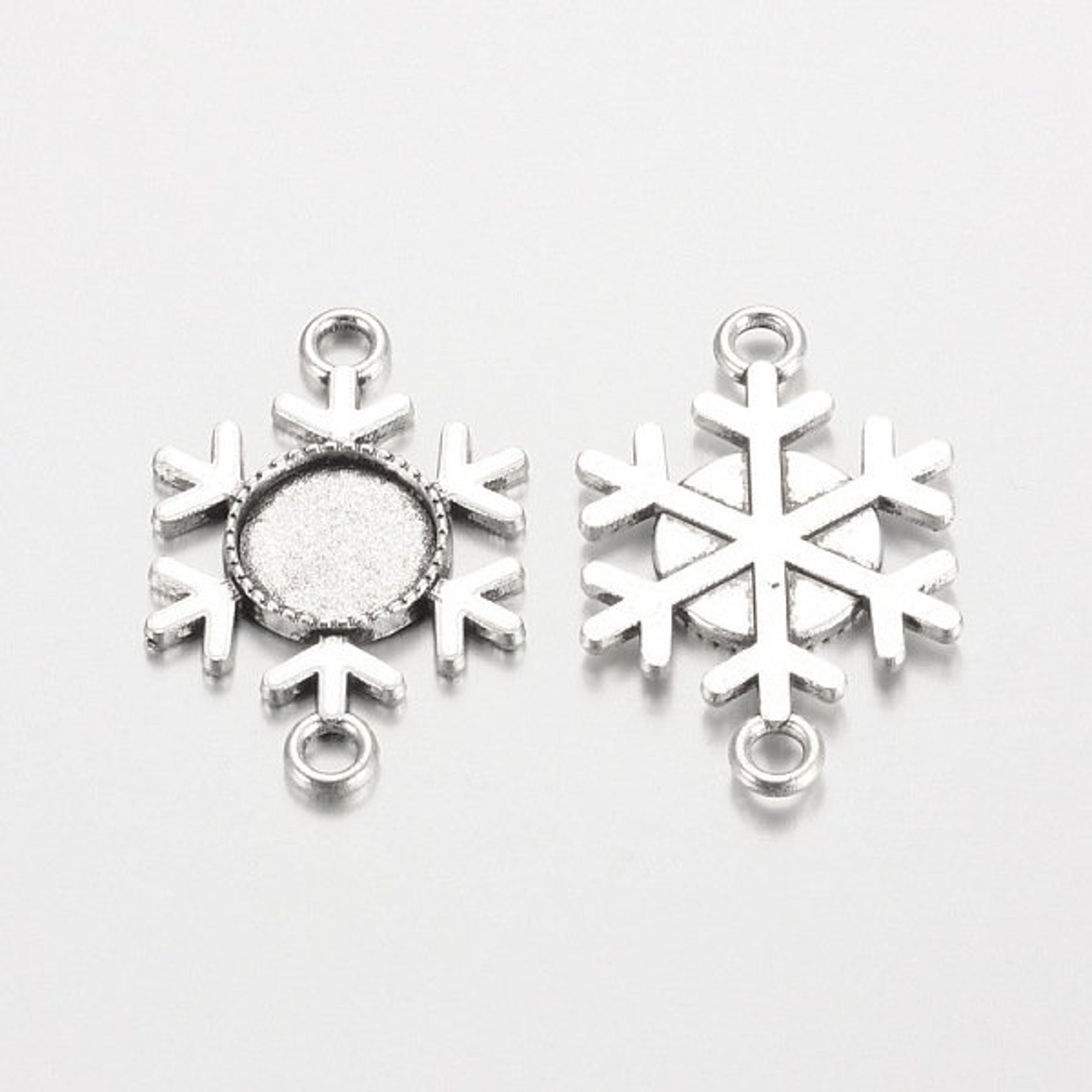 20 Antiqued Silver 12mm Pendant Tray Cabochon Setting Connector, Link ...