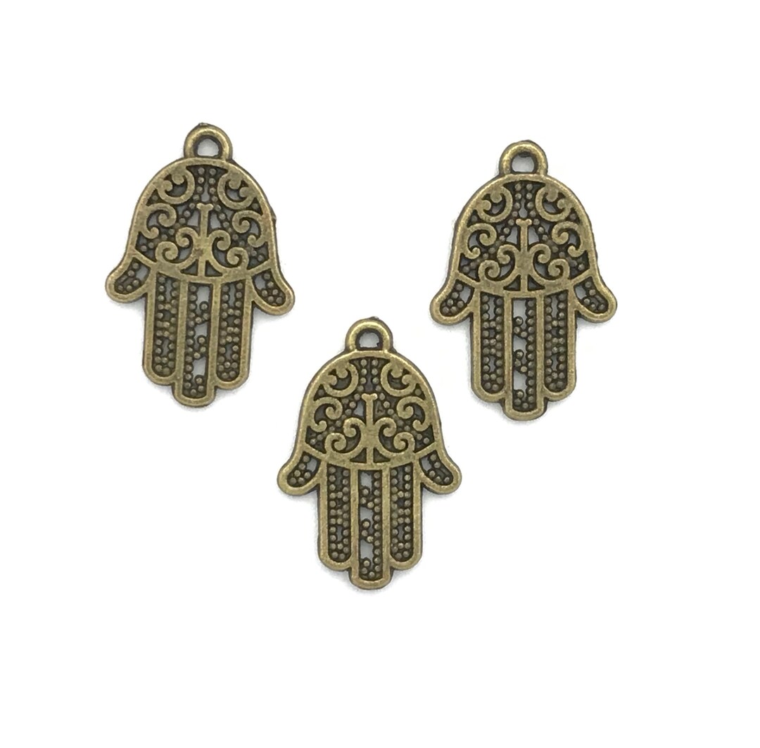 20 Small Antiqued Bronze Hamsa Hand Charms 20 X 15mm - Etsy
