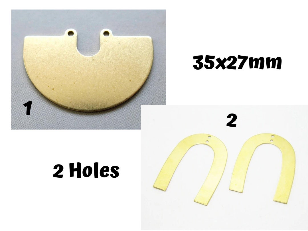 Brass Half Circle U Shaped Connector Charm 35x27mm, Connector, Link, 2 ...
