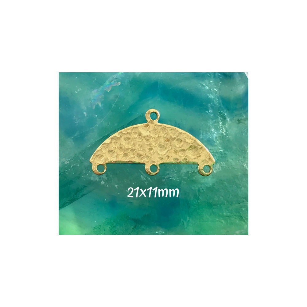 10 Brass Hammered Half Circle Connector Charm 21x11mm 4 Holes | Etsy