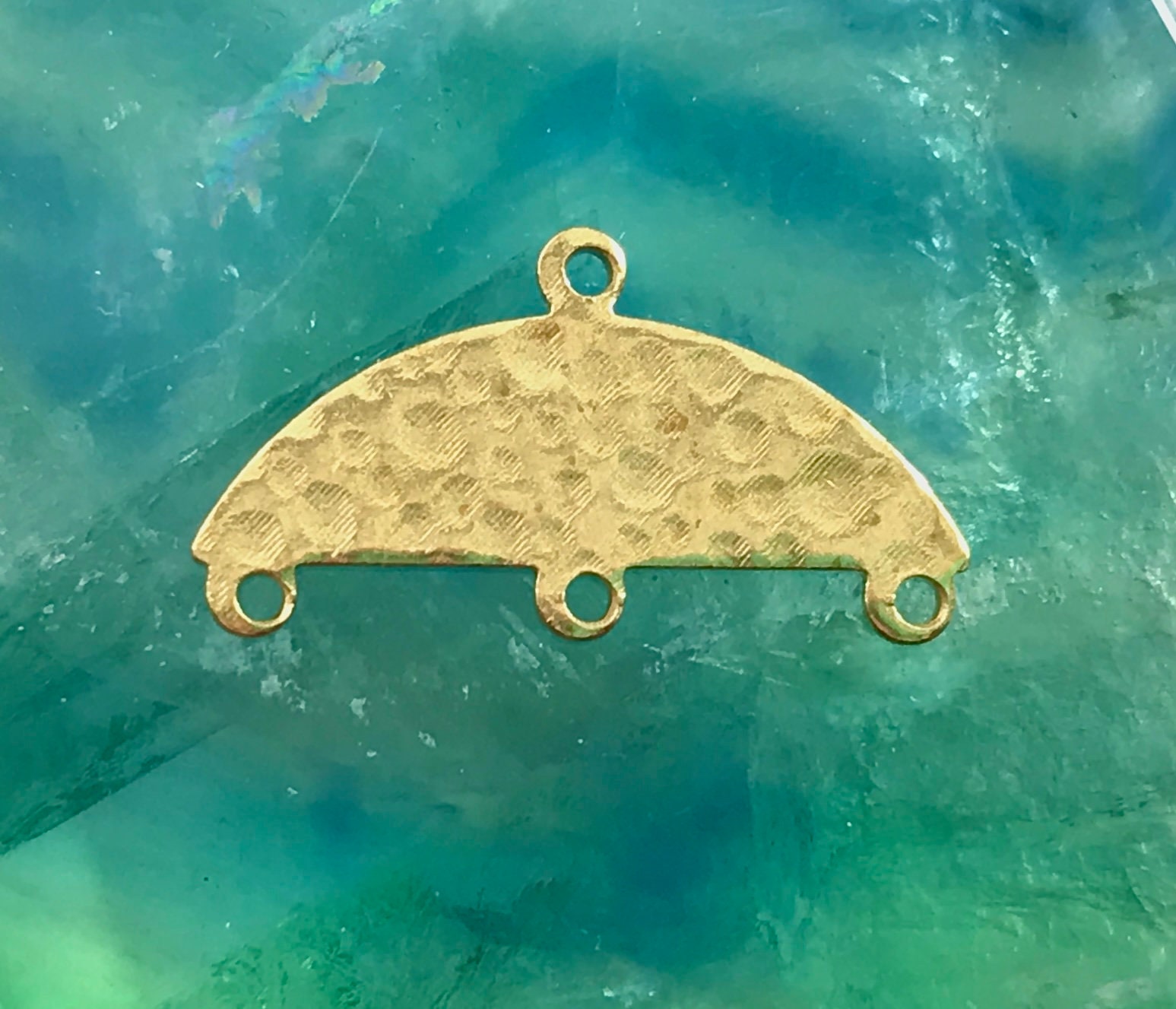 10 Brass Hammered Half Circle Connector Charm 21x11mm 4 Holes | Etsy